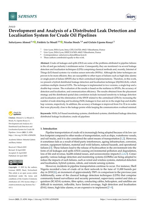 Pdf Development And Analysis Of A Distributed Leak Detection And