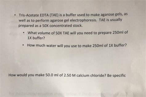 Solved Tris Acetate Edta Tae Is A Buffer Used To Make