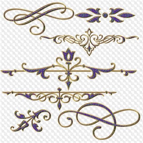 11 Png Elementos De Oro Para Decoración Bordes Png Con Un Fondo