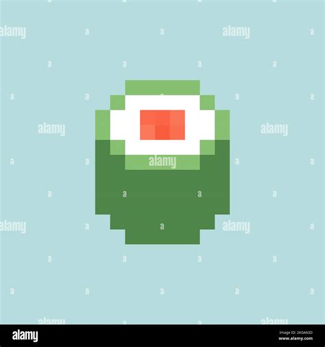 Sushi Rolls Pixel Art Isolated 8 Bit Traditional Japanese Food