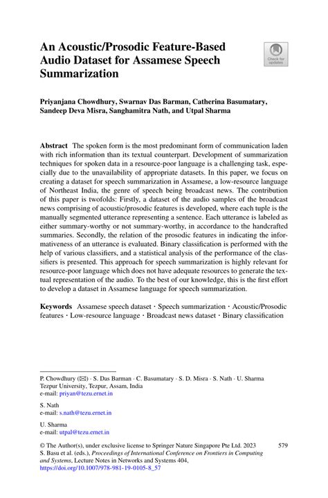 PDF An Acoustic Prosodic Feature Based Audio Dataset For Assamese