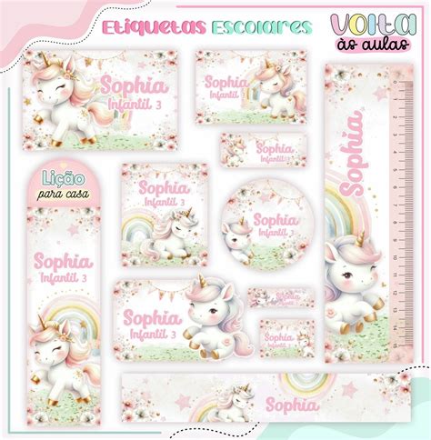 Etiqueta Escolar Unicórnio Elo7 Produtos Especiais