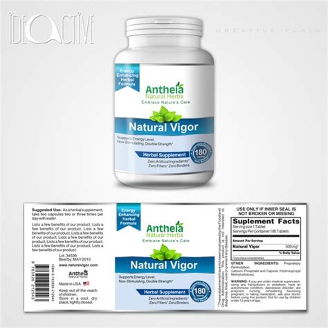 Natural Herbal Supplement Label Design Product Label Contest