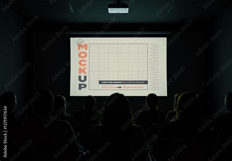 Projector Screen With People At Class Watching Mockup Stock Template Adobe Stock