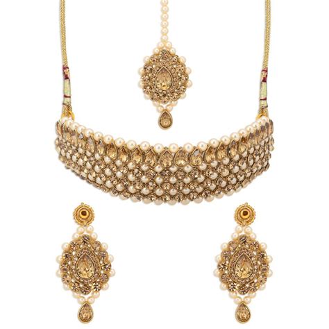 Buy Sukkhi Delightful Lct Gold Plated Pearl Choker Necklace Set
