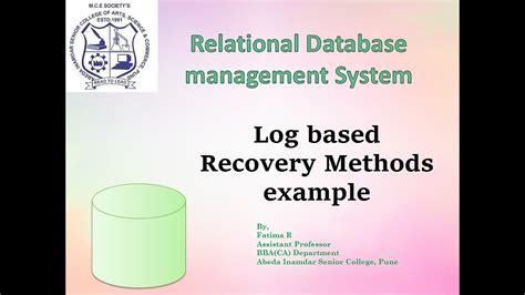 Chapter 5 Session 5 Example Of Log Based Recovery Method YouTube