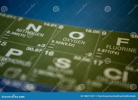 Oxygen On The Periodic Table Of Elements Stock Image Image Of Laboratory Medicine 188271327
