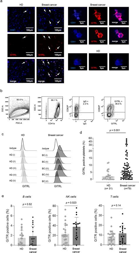 expression of gitrl by platelets and its receptor gitr on lymphocytes