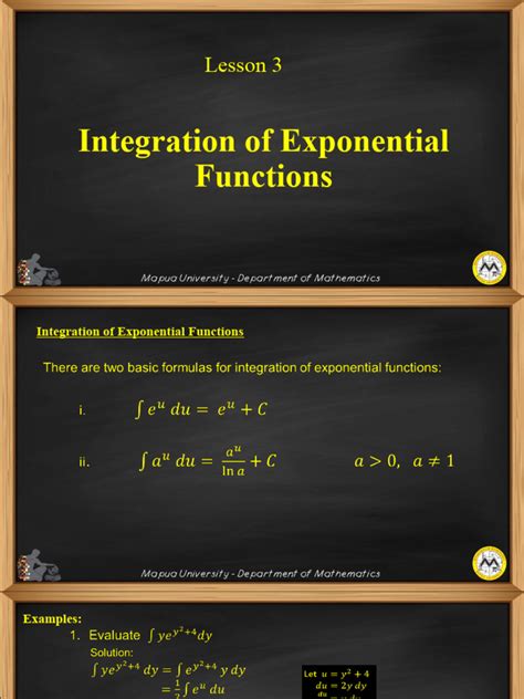 Lesson 3 Integration Of Exponential Functions Pdf