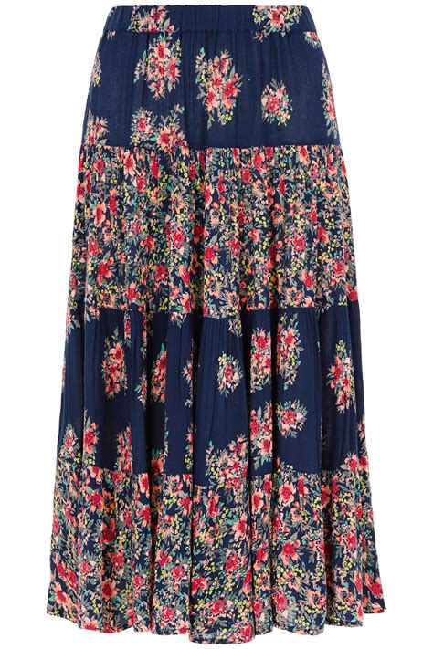 Buy Printed Crinkle Tiered Skirt Home Delivery Bonmarché