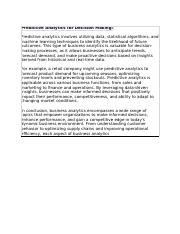 Predictive Analytics For Decision Making Docx Predictive Analytics For Decision Making
