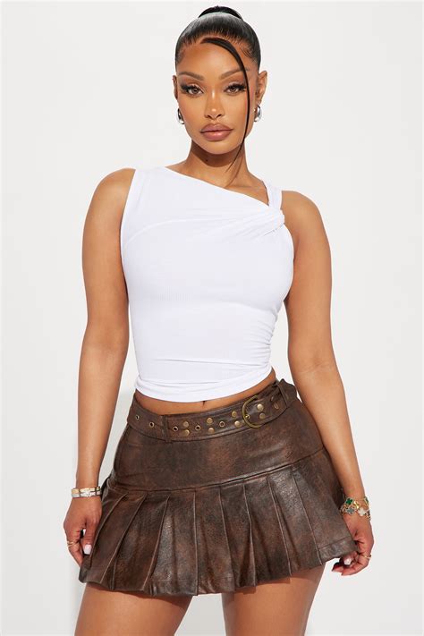 Giana Washed Faux Leather Mini Skirt Brown Fashion Nova