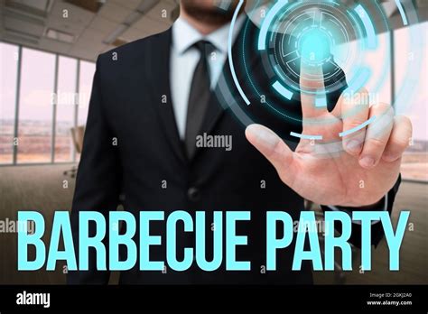 Text Caption Presenting Barbecue Party Word Written On Outdoor Party