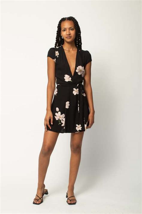 The Loop Reformation Floral Mini Wrap Dress Garmentory