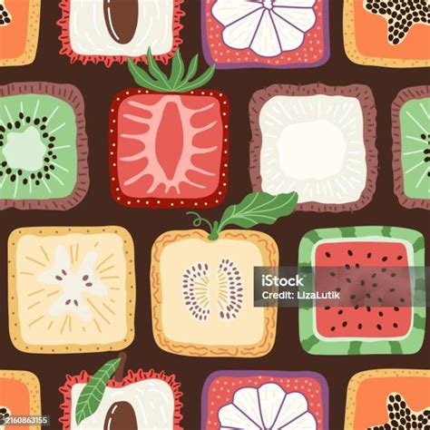 Colorful Square Fruit Vector Seamless Pattern Stock Illustration Download Image Now Computer