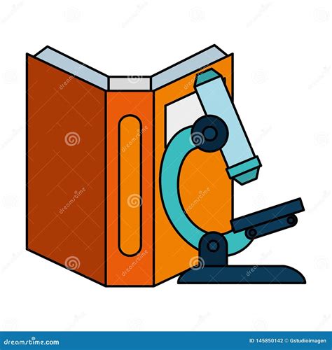 Text Book With Microscope Stock Illustration Illustration Of Library