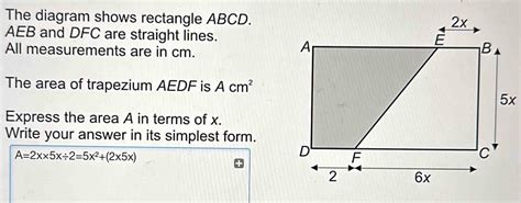 Solved The Diagram Shows Rectangle Abcd Aeb And Dfc Are Straight