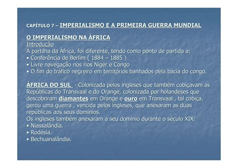 Capítulo 7 Imperialismo E Primeira Guerra Mundial Ppt