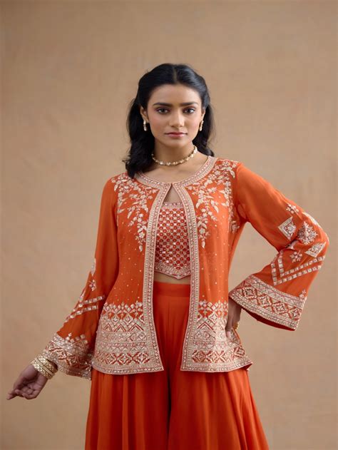 Rust Orange Sharara Frontier Raas