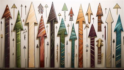Colorful Arrows Pointing Upwards Various Patterns And Shapes Generative Ai Stock Illustration