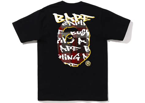 Bape Graffiti Check Ape Head Tee Black Black Mens Fw22 Us