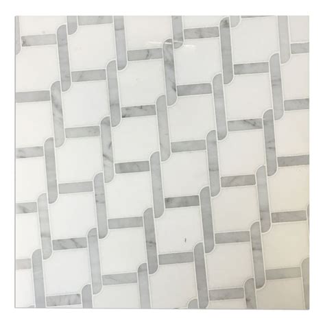 White Thassos And Carrara Bianco Marble Waterjet Mosaic Tile In