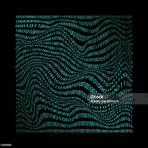 초록 물결 트위스트 이진 코드 그라데이션 컬러 질감 배경 0명에 대한 스톡 벡터 아트 및 기타 이미지 0명 3차원 형태 검은색 Istock