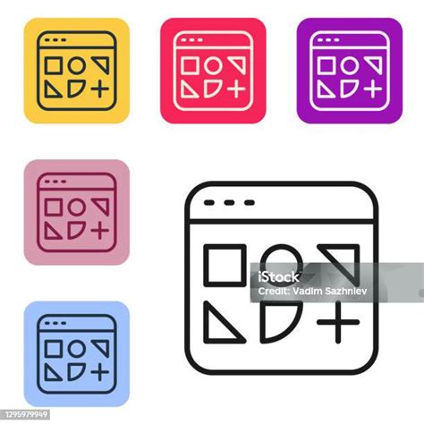 흰색 배경에 격리 된 검은 줄 다른 파일 아이콘 색상 정사각형 단추로 아이콘을 설정합니다 벡터 개념에 대한 스톡 벡터 아트 및 기타 이미지 Istock