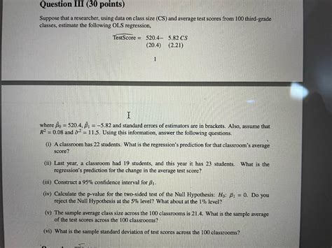 Solved Suppose That A Researcher Using Data On Class Size Chegg Com