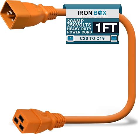 Ironbox Electric Heavy Duty C20 To C19 Power Cord 20a