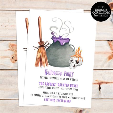 Witch Invite Halloween Invitations Halloween Trick Or Treat