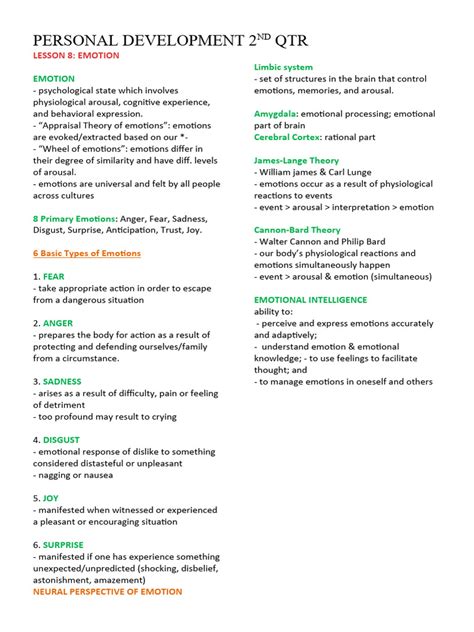 Stem 11 Personal Development 1st Semester 2nd Quarter Notes Pdf