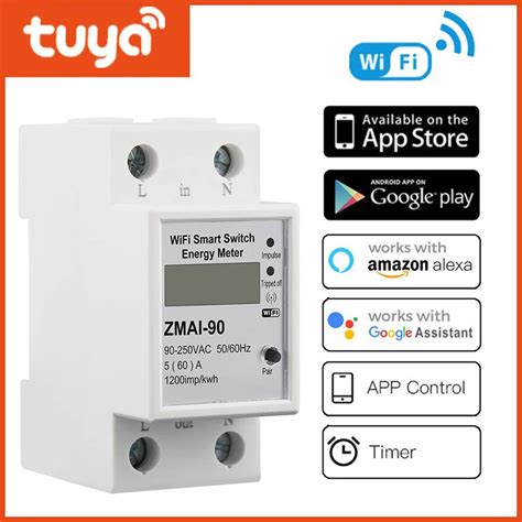 Wifi Smart Switch Energy Meter AC110 230V 60A Voltm Tre Actuel Wattm