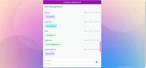 Github Abh1sh3kkmini Message Board This Is A Simple Project Similar To A Public Group Chat