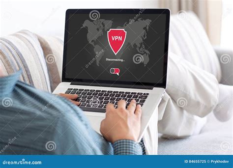 Man Holding Notebook App Vpn Creation Internet Protocols Protect Stock Image Image Of Password