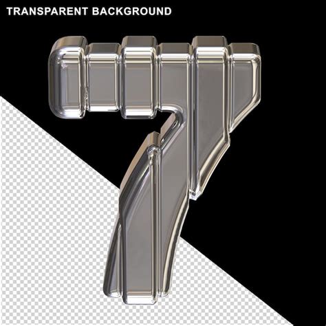 Premium Psd Silver Numbers With Straps Number 7