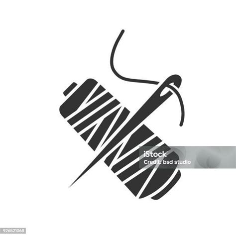 縫紉針與螺紋線軸圖示向量圖形及更多側影圖片 側影 器材 工具 Istock
