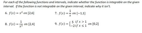 Solved For Each Of The Following Functions And Intervals Chegg