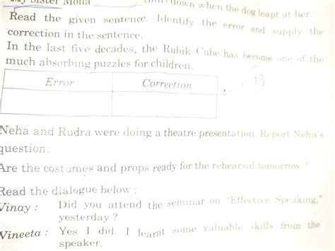 Read The Given Sentence Identify The Error And Supply The Correction In