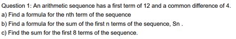 solved question 1 an arithmetic sequence has a first term