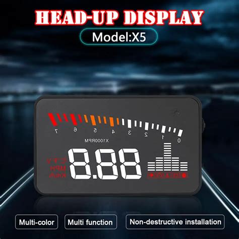 토레스hud X5 Obd2 헤드 업 디스플레이 속도계 앞 유리 프로젝터 Rpm 알람 자동차 Eu Hud 티몬
