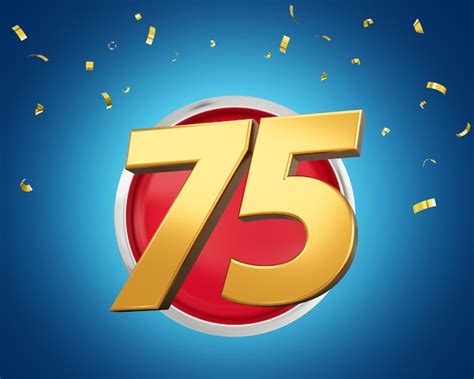 Premium Photo Gold Number 75 Gold Number Seventy Five On Rounded Red