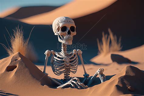 모래에 묻힌 해골 사진 무료 다운로드 Lovepik