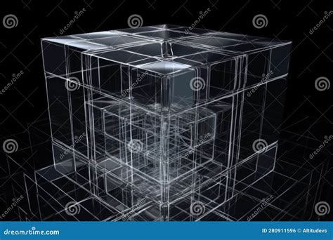 D Geometric Structure Of Cube With Transparent Parts And Abstract Animation Stock Photo Image