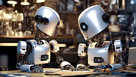 Twin Robots Collaborating In A Tech Workshop Stock Image Image Of Industrial Metallic 319202295