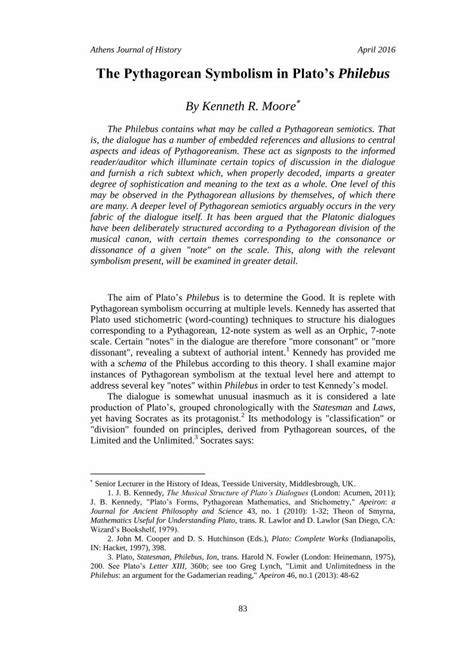 Pdf The Pythagorean Symbolism In Platos Philebus · Pdf Filethe
