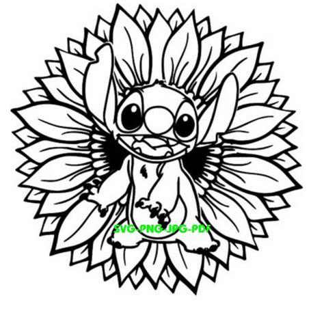 Stitch Lilo And Stitch Sunflower Svg Etsy Uk