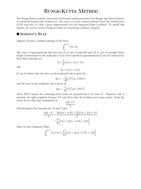 runge kutta method simpson s rule pdf mathematical concepts