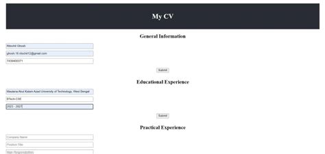 Ritochit Ghosh On Linkedin Made A React Project Cv Maker Made A Cv