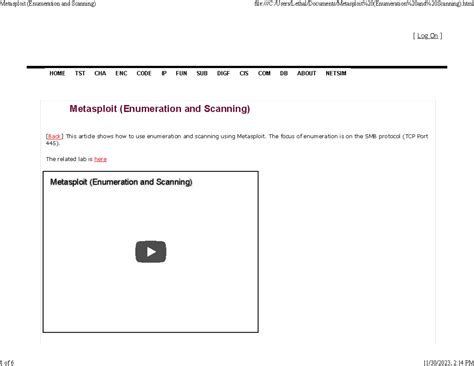 Metasploit Enumeration And Scanning Home Tst Cha Enc Code Ip Fun